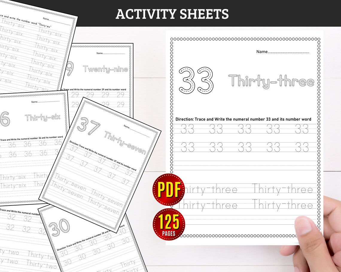 Tracing Numbers Worksheet Learning Numbers 1-40 Tracing Preschool ...
