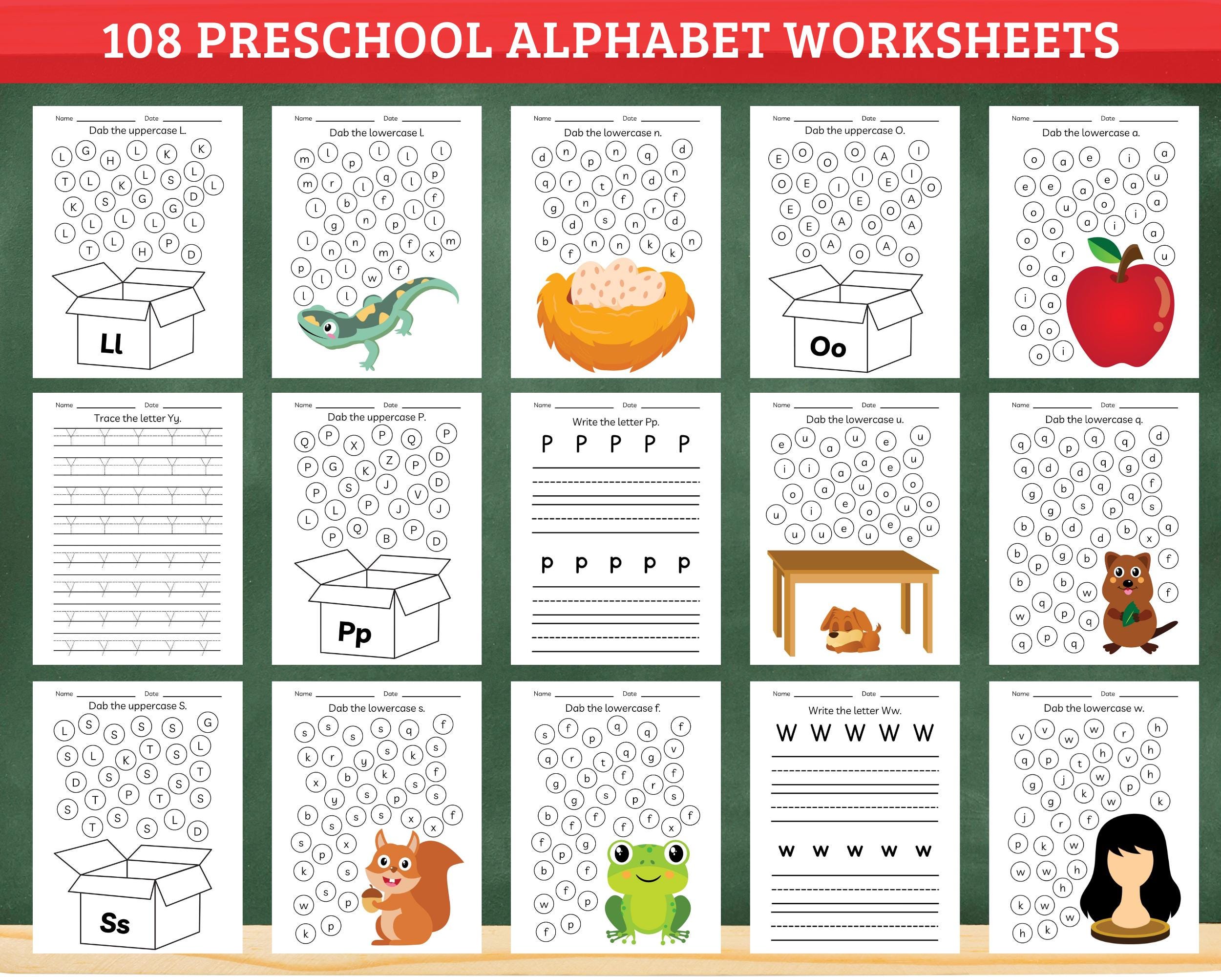 Alphabet Tracing Worksheets Activity Preschool Practice Workbook Bundle ...