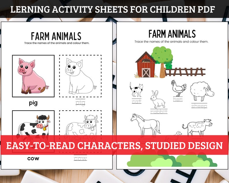 Farm Animal Worksheet for Kids, Farm Preschool Activities Printable ...