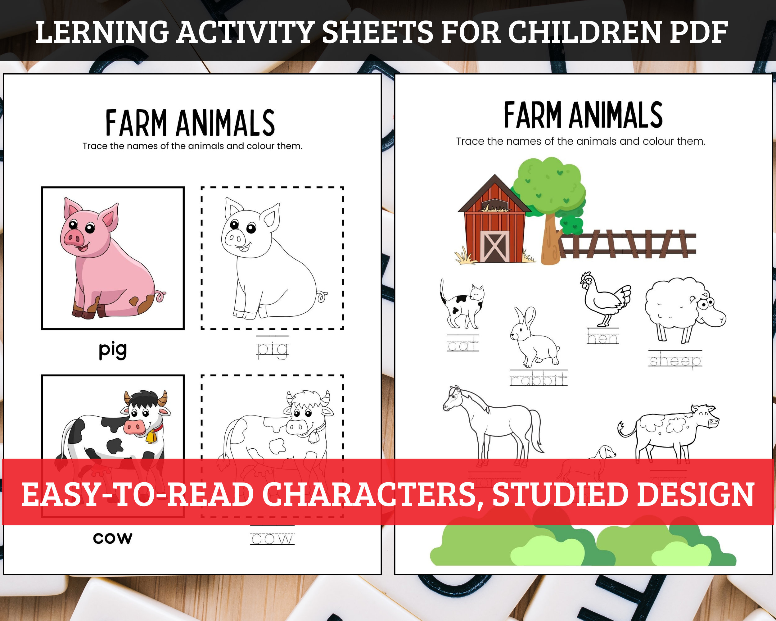 Farm Animal Worksheet for Kids, Farm Preschool Activities Printable ...