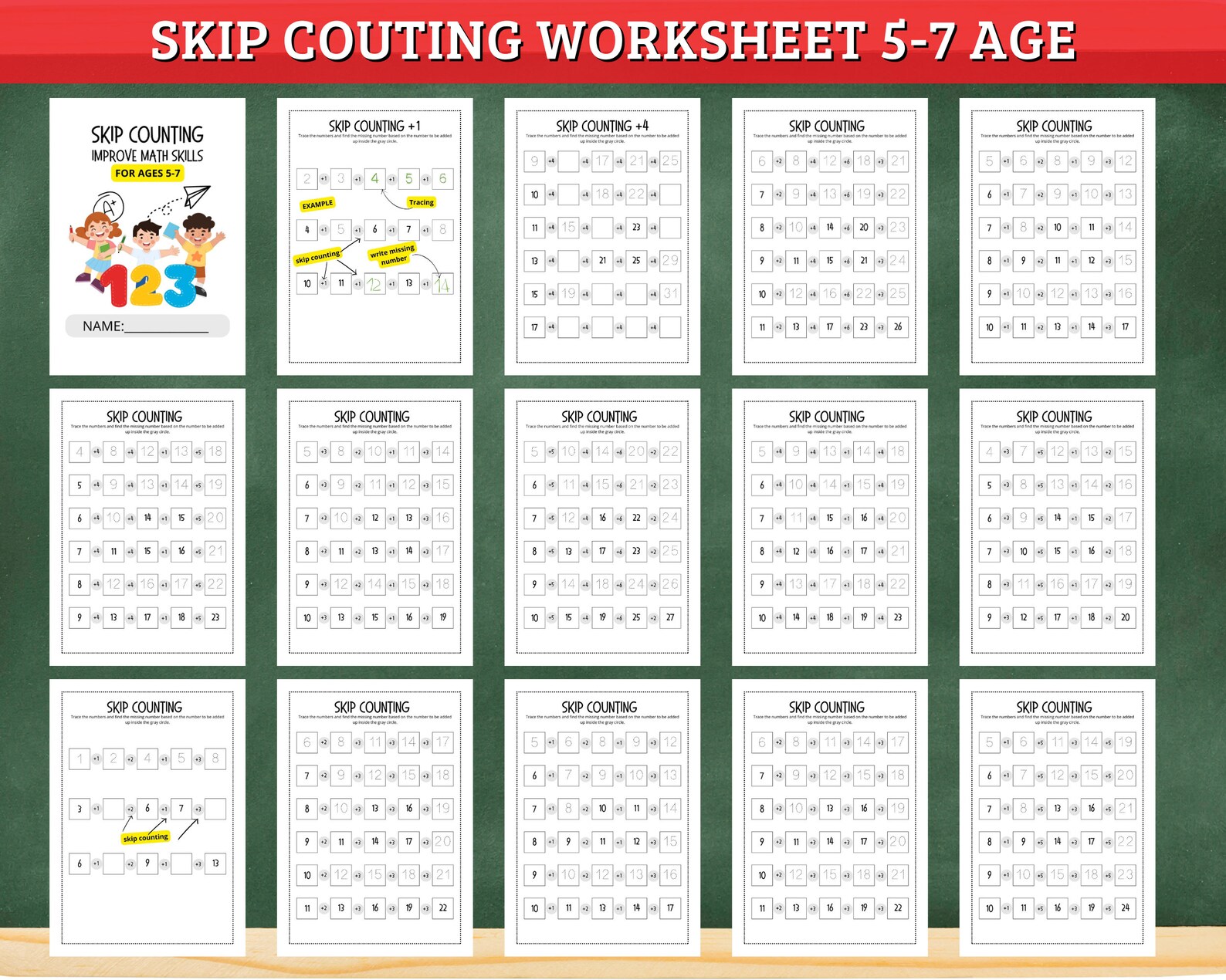 Skip Counting Worksheet Math Printable Activity for Kindergarten ...