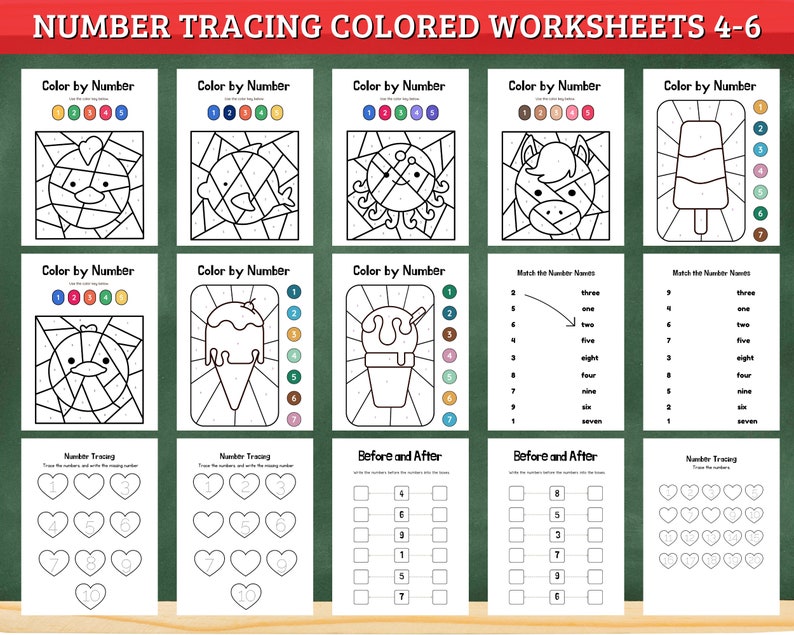 Number Tracing Worksheets 1 10 Colored Traceable Number Writing ...