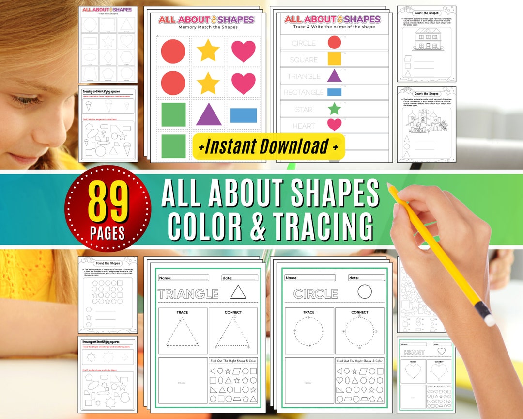 Planilhas de formas para pré-escola: atividade de traçar e combinar ...