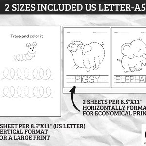 Trace and Color Worksheets Pen Control Tracing Animal Book Fine Motor ...