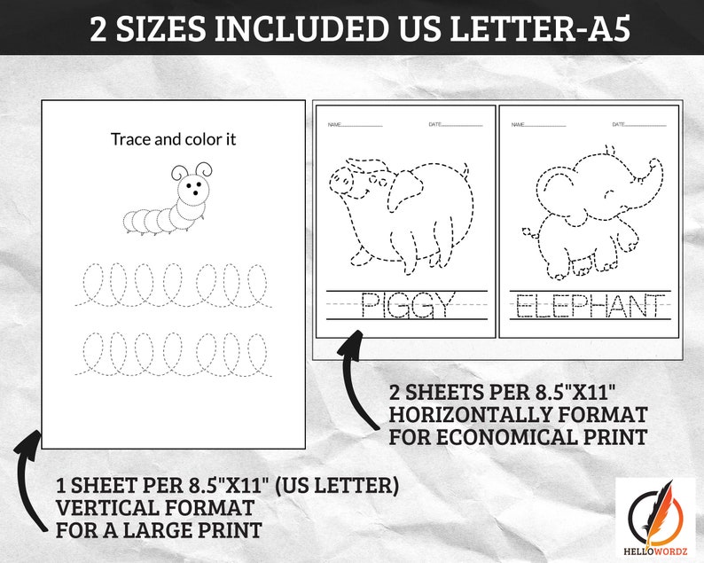 Trace and Color Worksheets Pen Control Tracing Animal Book Fine Motor ...