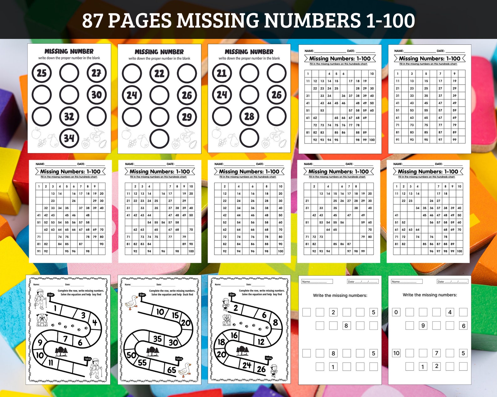 Missing Numbers Worksheets Counting Practice Number, Early Childhood ...