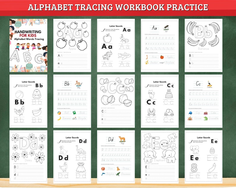 Alphabet Tracing Worksheet ABC Printable Writing Words Practice Sheet ...