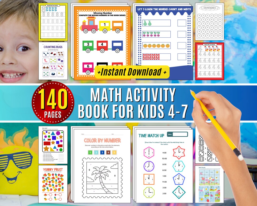 Kindergarten Math Worksheets Practice Basic Book for Kids Printable ...