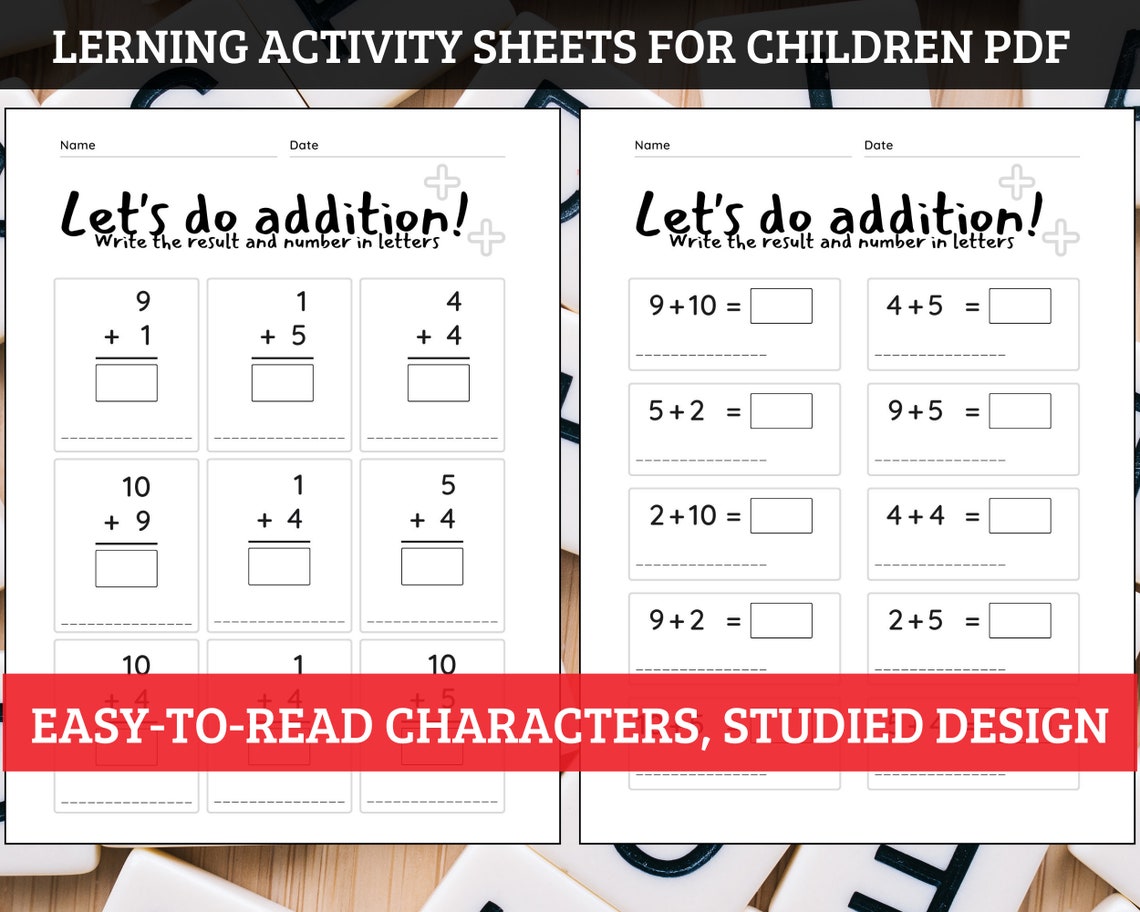 Addition Worksheets Single Digit Printable, Numbers 1-10, Preschool-1st ...