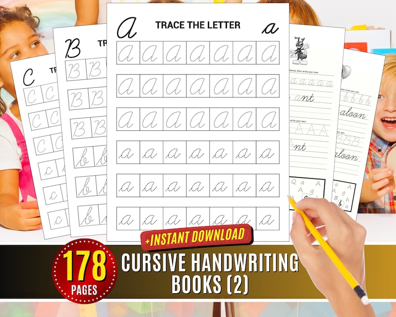 Cursive Handwriting Book for Kids Practice Penmanship Alphabet Tracing ...