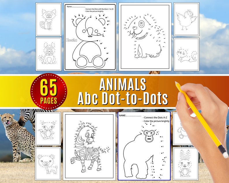 Animal Connect the Dot Activity for Kids Worksheet Abc Dot to Dot ...