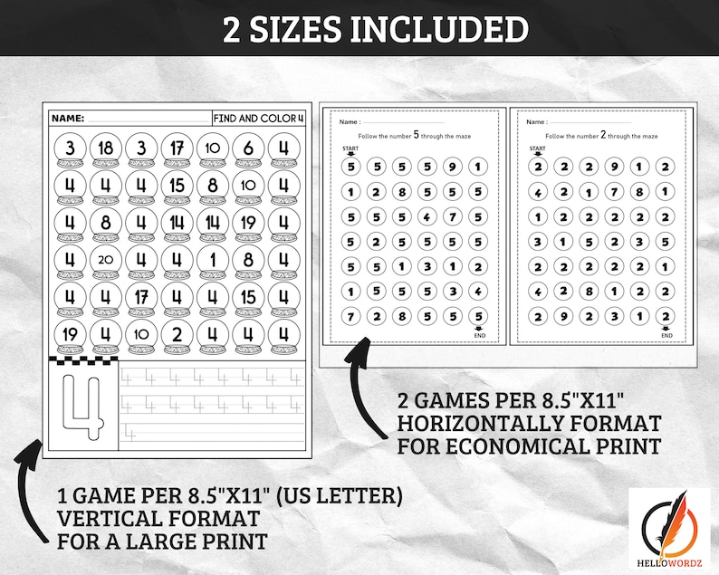 Mazes Number Games Recognition Worksheet Preschool Math Labyrinth ...