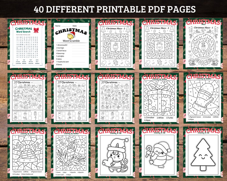40 Activities Christmas Pages Printable Game Bundle for Kids ...