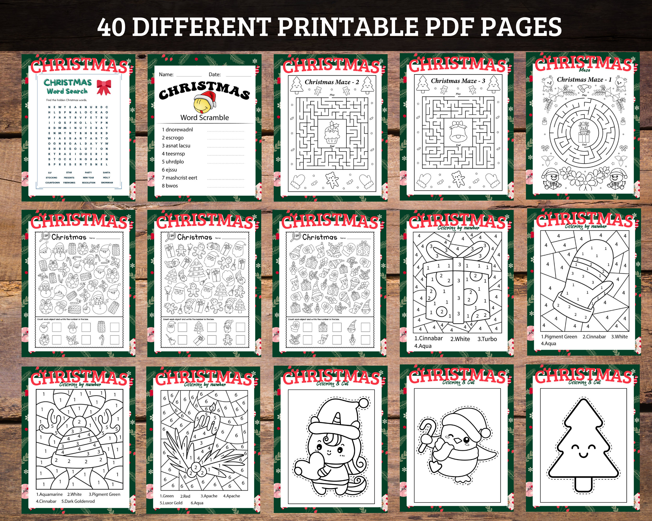 40 Activities Christmas Pages Printable Game Bundle for Kids ...
