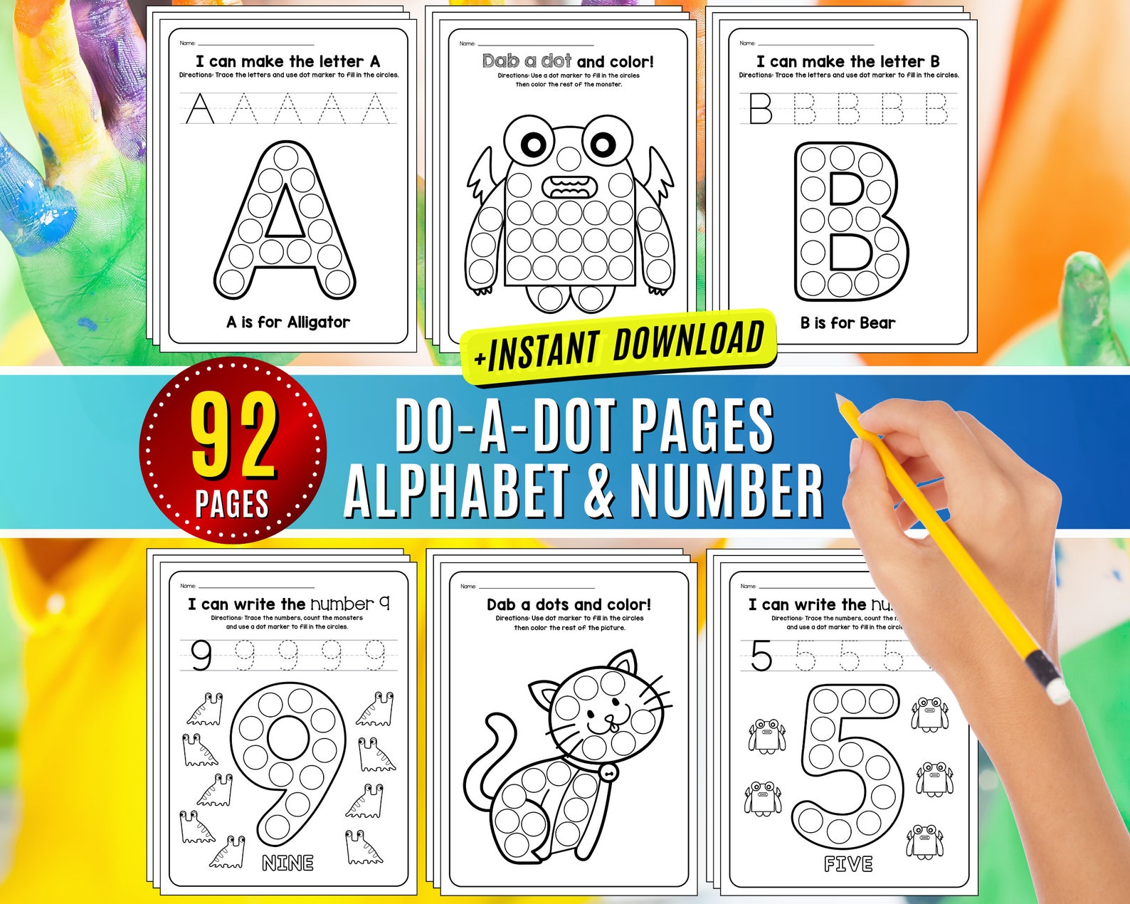 Worksheet Dot Marker Letters Coloring Alphabet Animal ABC Do a Dot ...