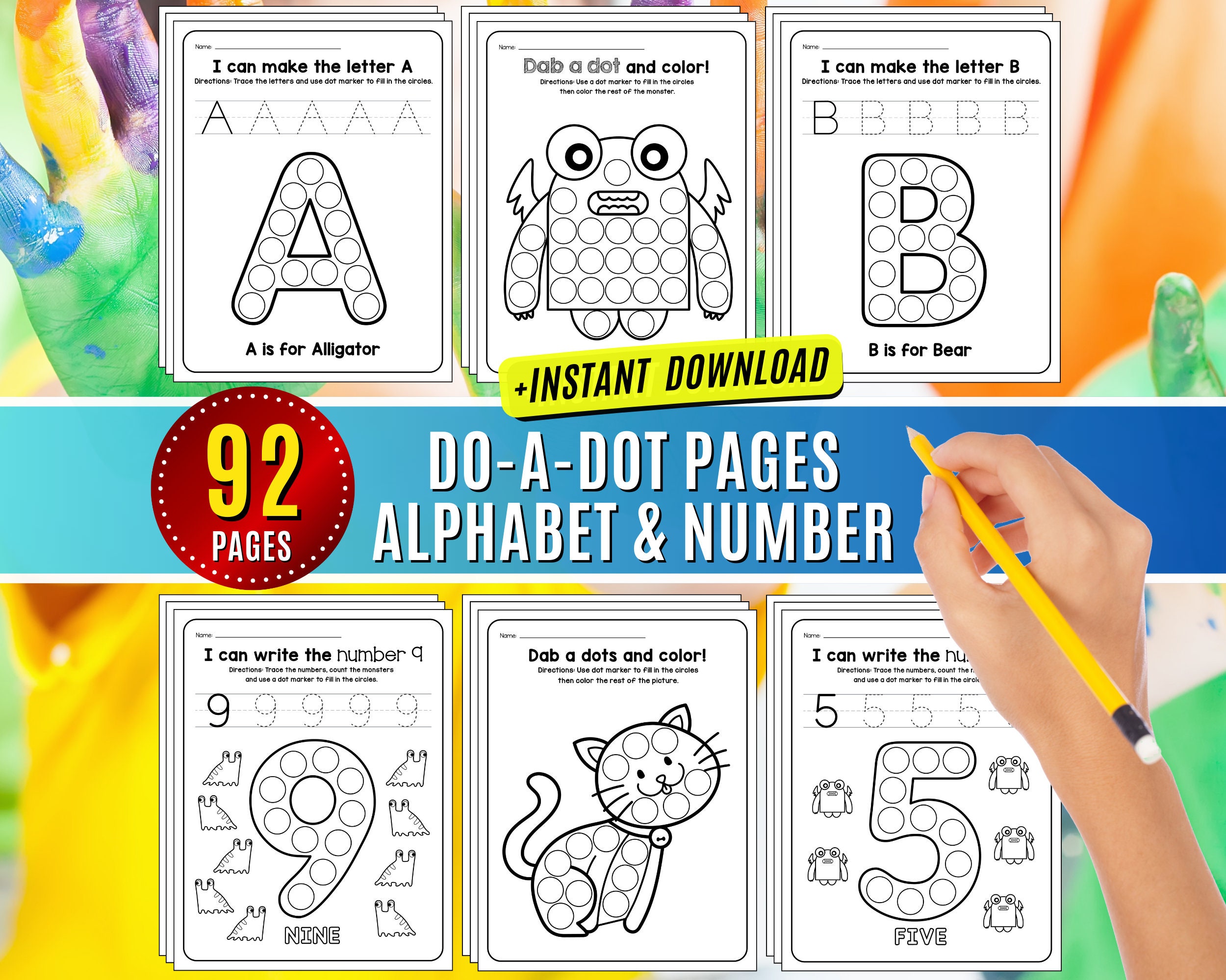 Worksheet Dot Marker Letters Coloring Alphabet Animal ABC Do a Dot ...