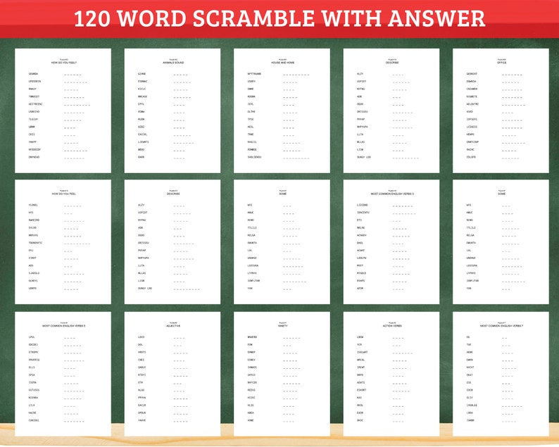 Word Scramble Printable Game for Kids: Letter Anagram Puzzles Digital ...