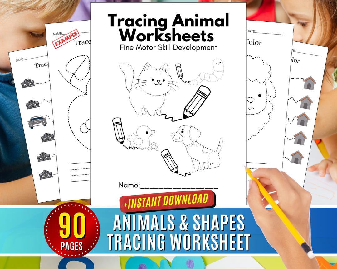 Tracing Animal Worksheets Fine Motor Skills Printable Pen Control Trace ...