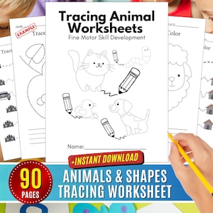 Tracing Animal Worksheets Fine Motor Skills Printable Pen Control Trace ...