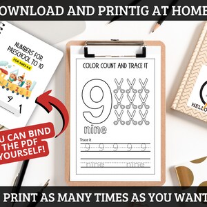 Number Worksheets Preschool Counting Printables Tracing Number 1-10 ...