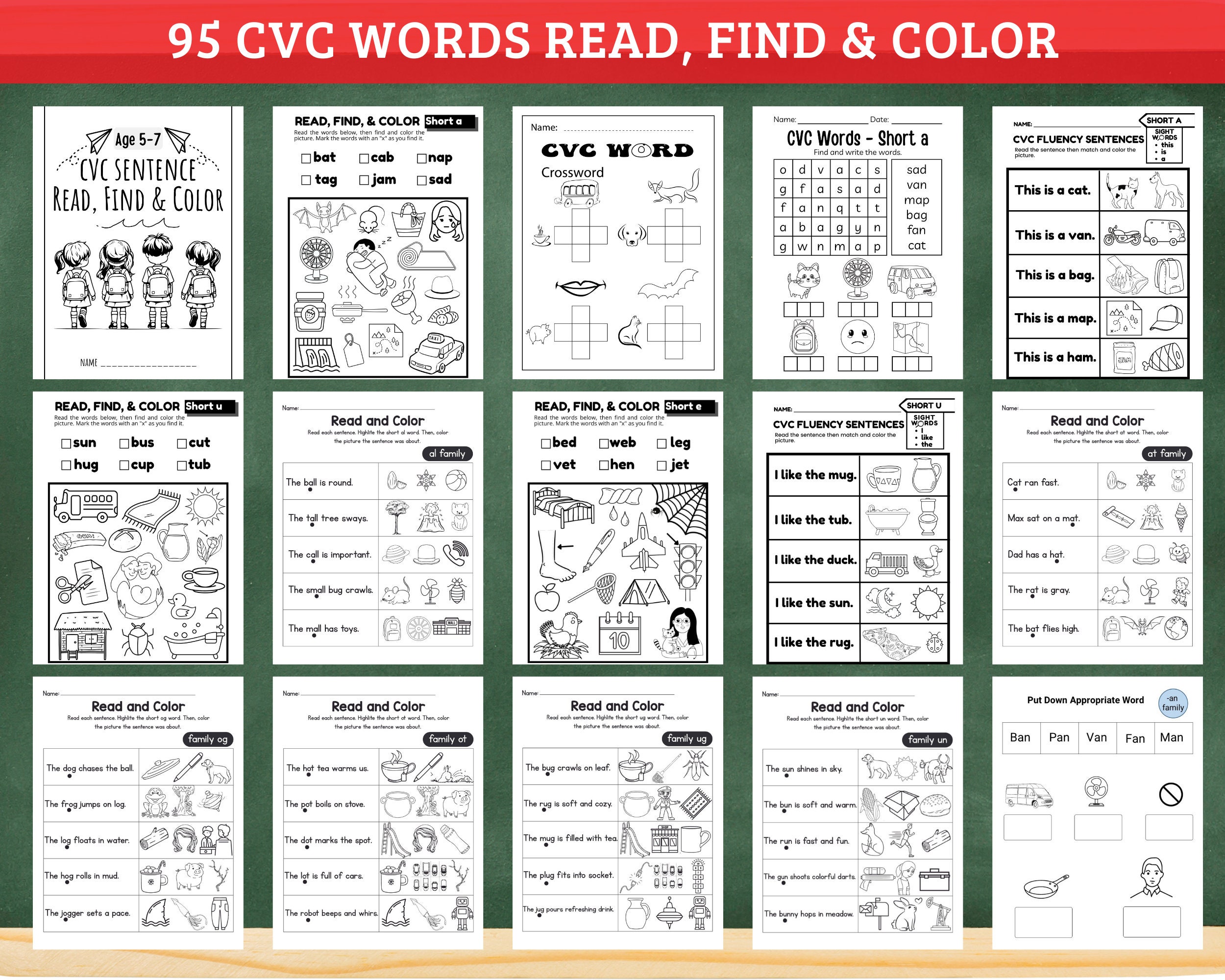 Cvc Sentence Worksheets Printable Cvc Words, Phonics Worksheets First ...