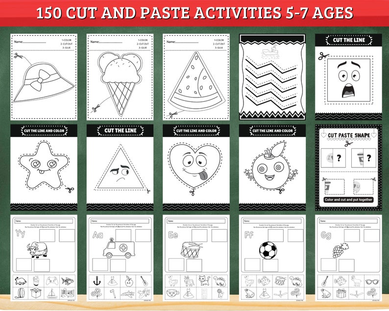 Cut Paste and Glue Activities Practice Crafts for Kids Sheets Activity ...