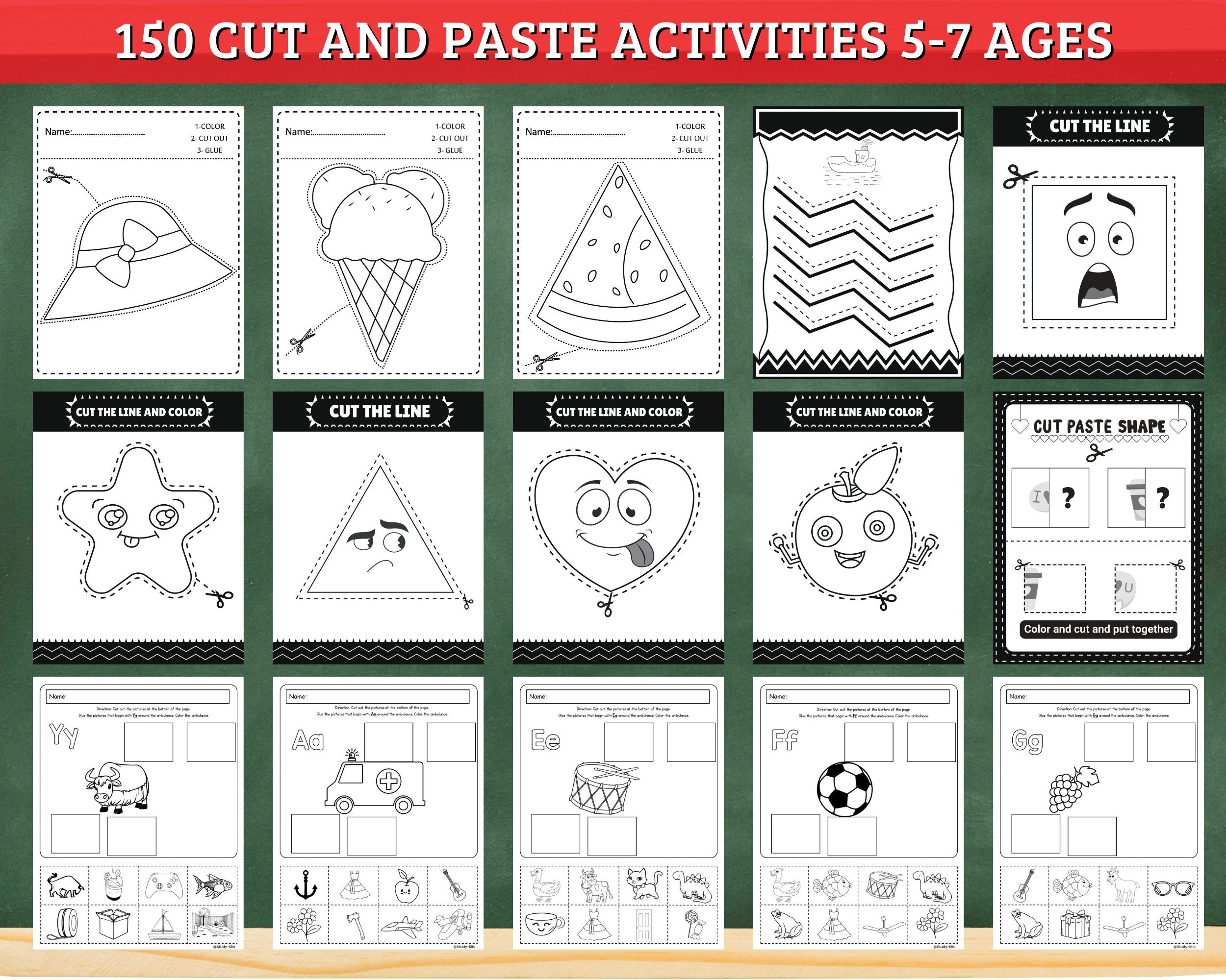Cut Paste and Glue Activities Practice Crafts for Kids Sheets Activity ...