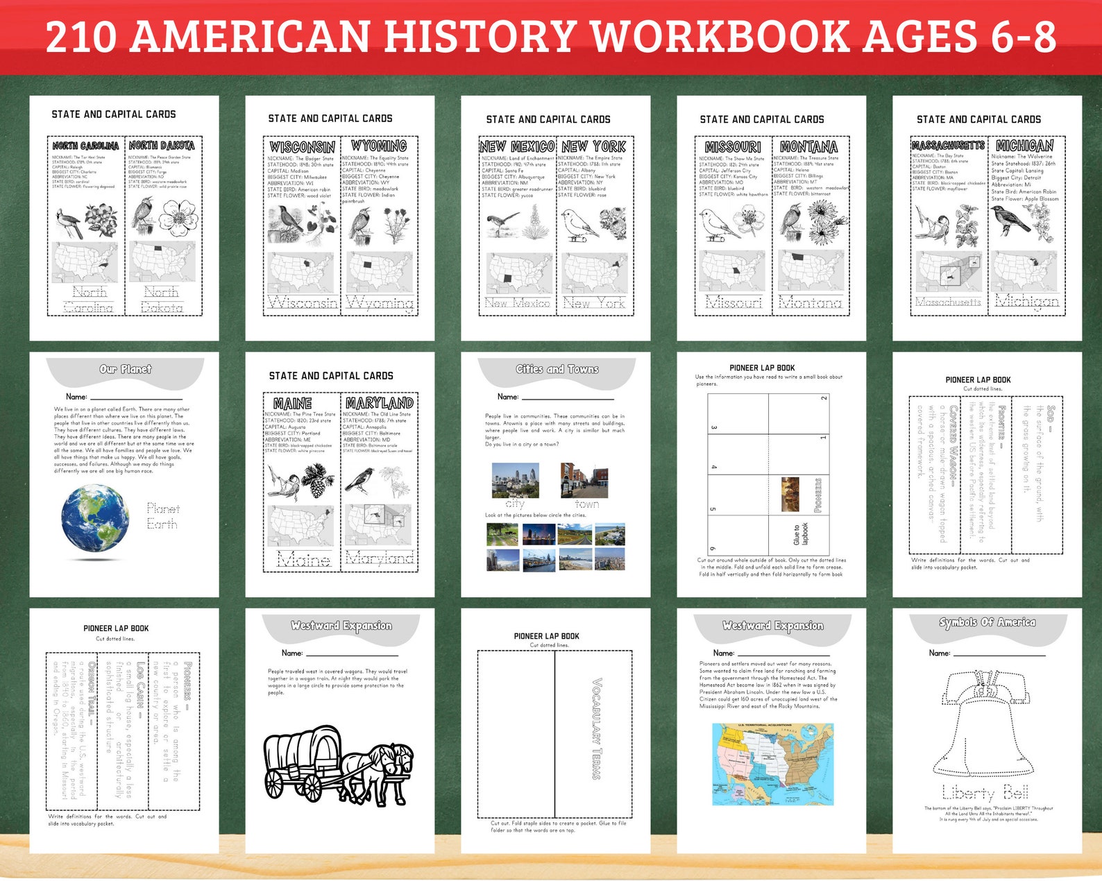 American History Workbook for Kids Ages 6-8 Educational Activity ...