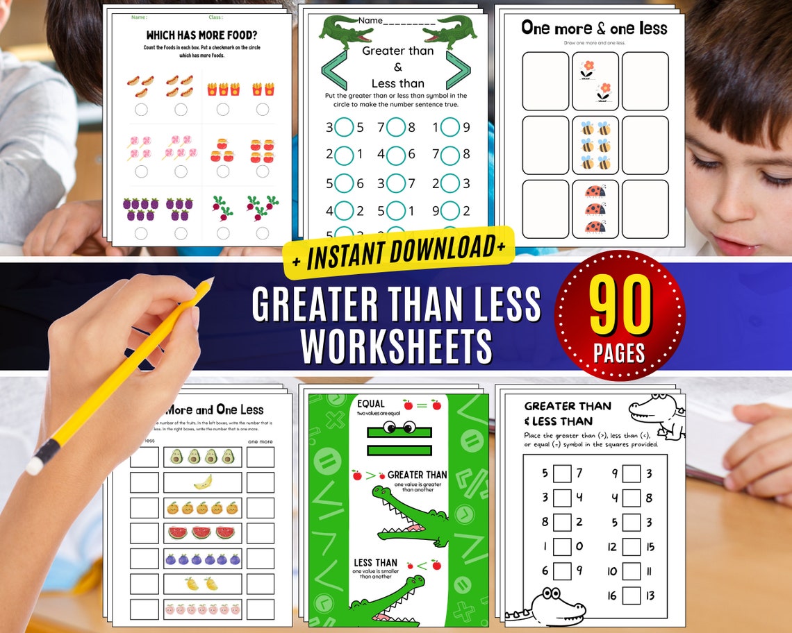 Alligator Math Worksheets: Greater Than, Less Than, Equal to (PDF) - Etsy