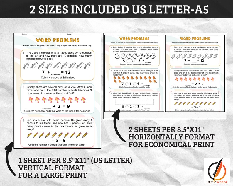 1st Grade Math Word Problems: Addition & Subtraction Worksheets ...
