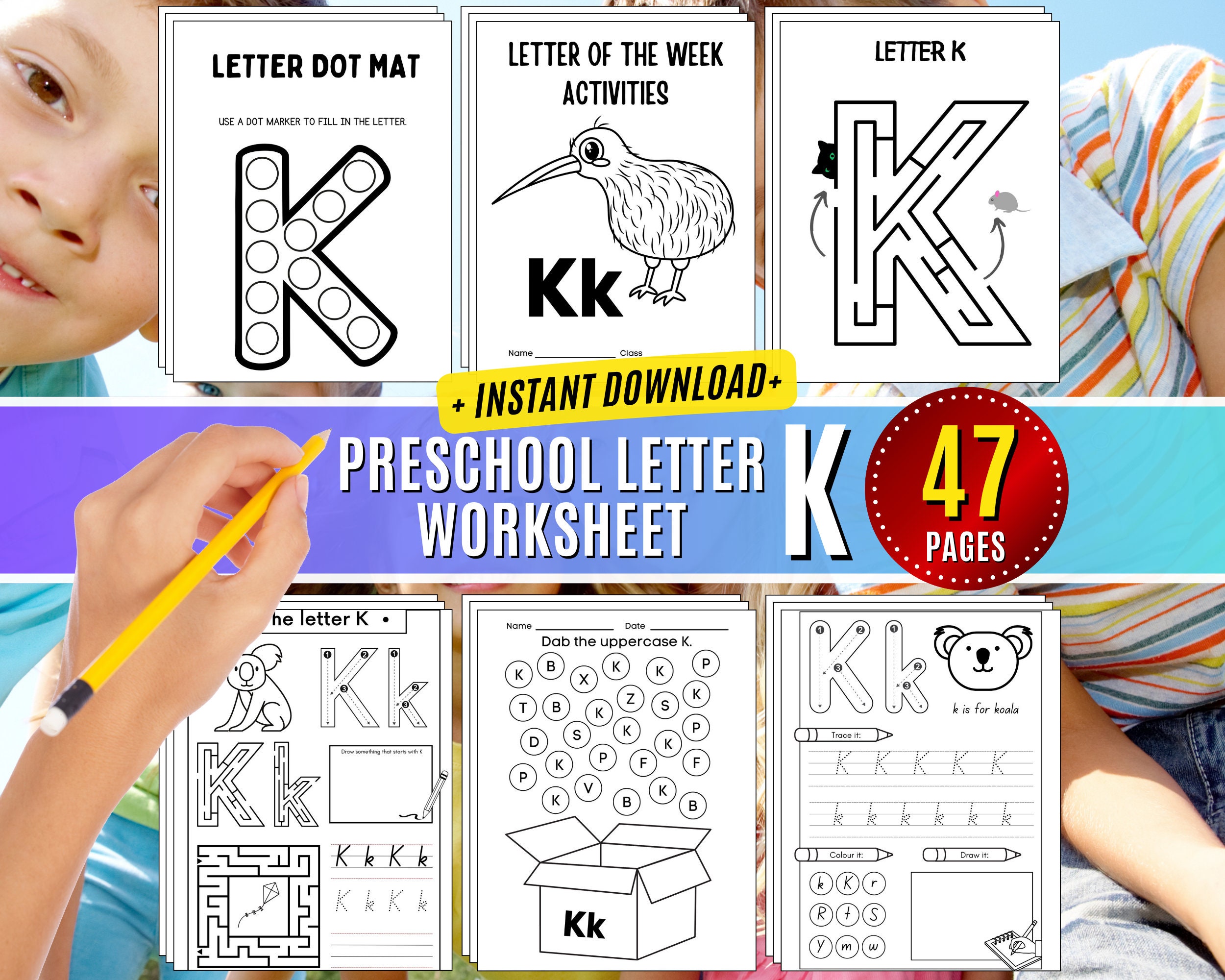 Letter K Worksheets Preschool Letters of Week Pre-k Activity Tracing ...