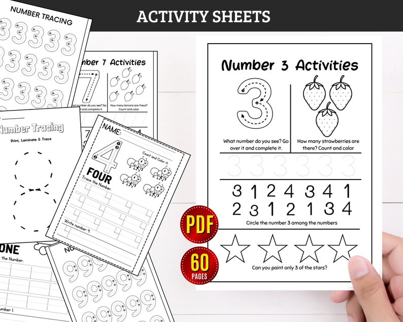 Number Activity Worksheet Number Sense Recognition, Math Learning ...