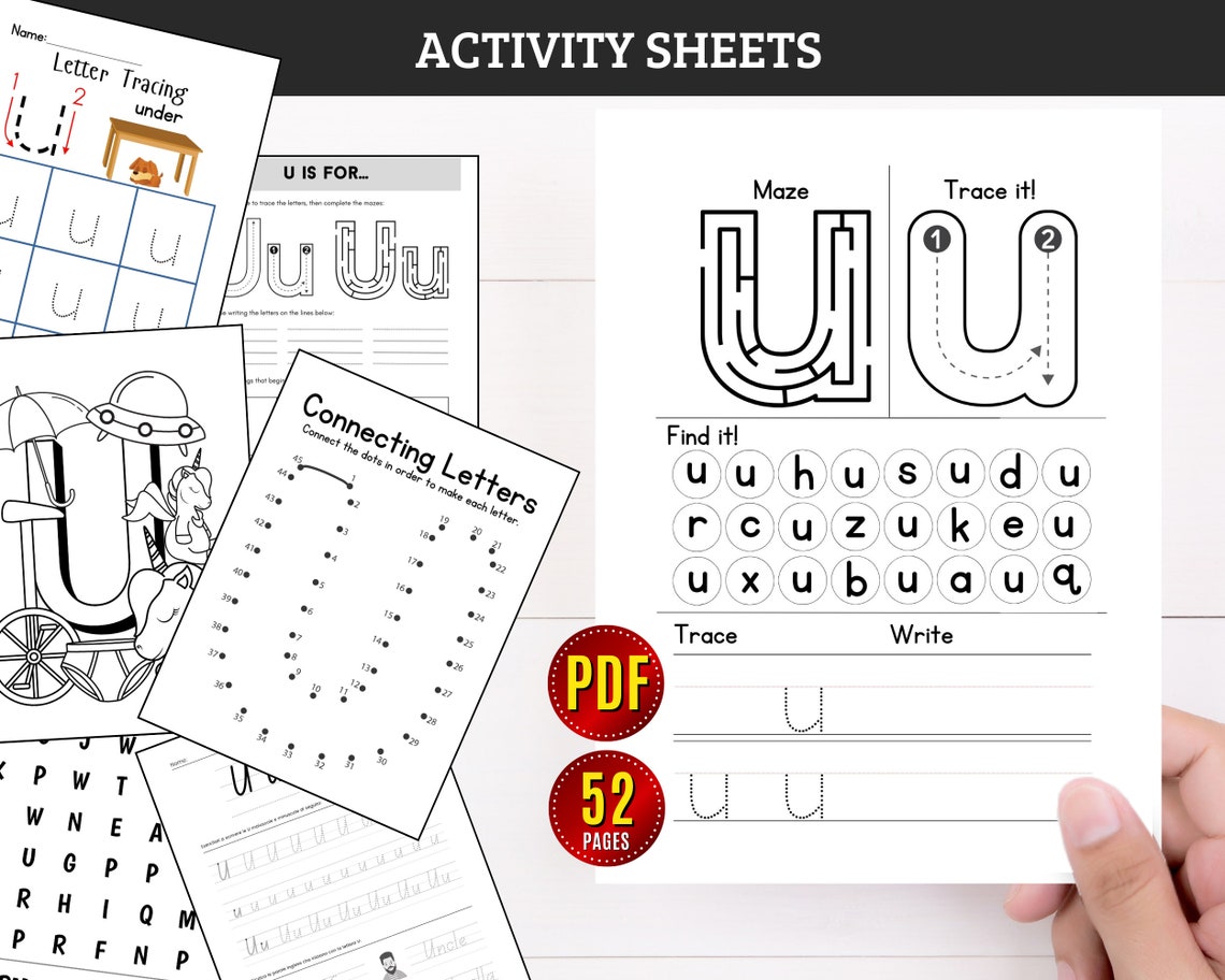 Letter U Worksheets Preschool Letters of Week Pre-k Activity Tracing ...