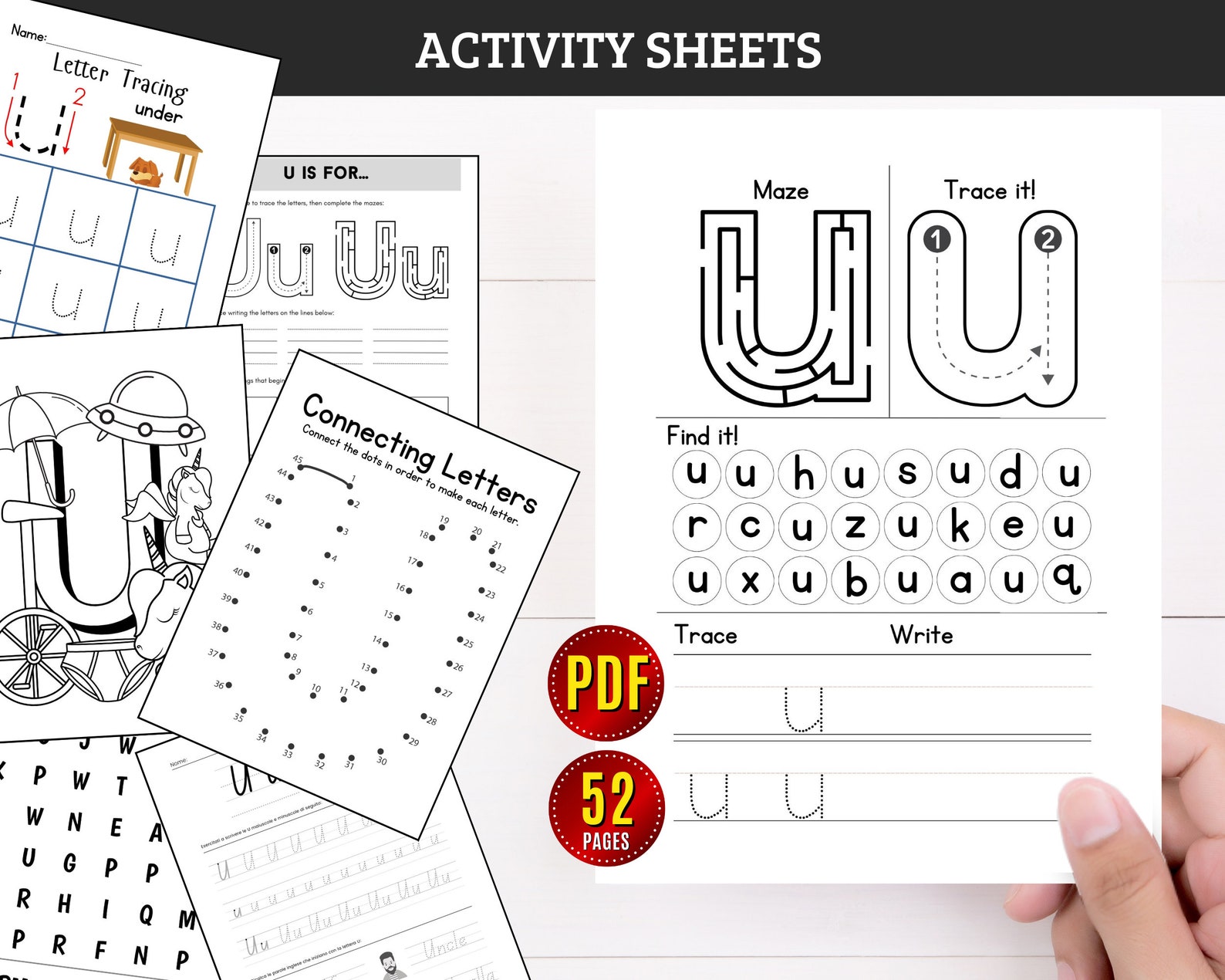 Letter U Worksheets Preschool Letters of Week Pre-k Activity Tracing ...
