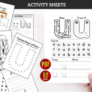 Letter U Worksheets Preschool Letters of Week Pre-k Activity Tracing ...