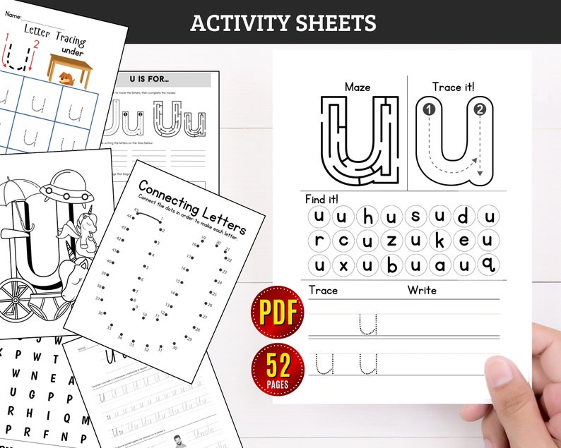 Letter U Worksheets Preschool Letters of Week Pre-k Activity Tracing ...