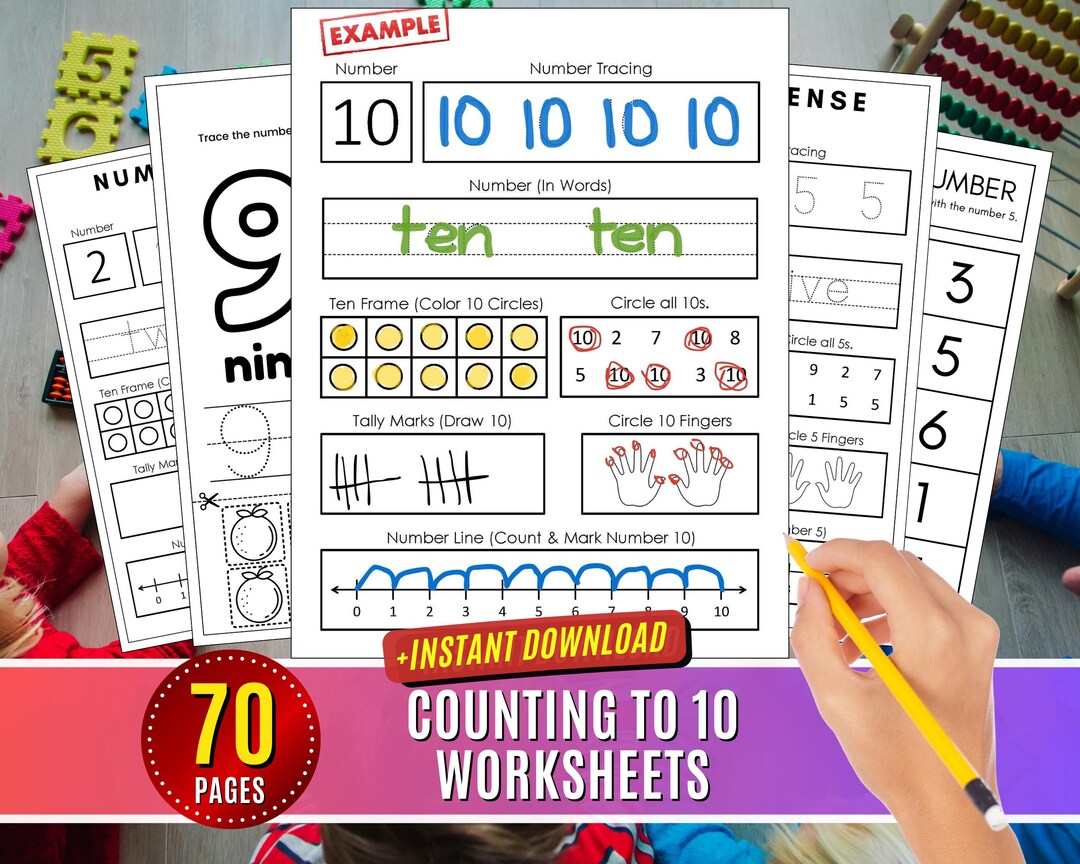 Counting to 10 Worksheet Learn to Count Numbers 1-10 Tally Marks Ten ...