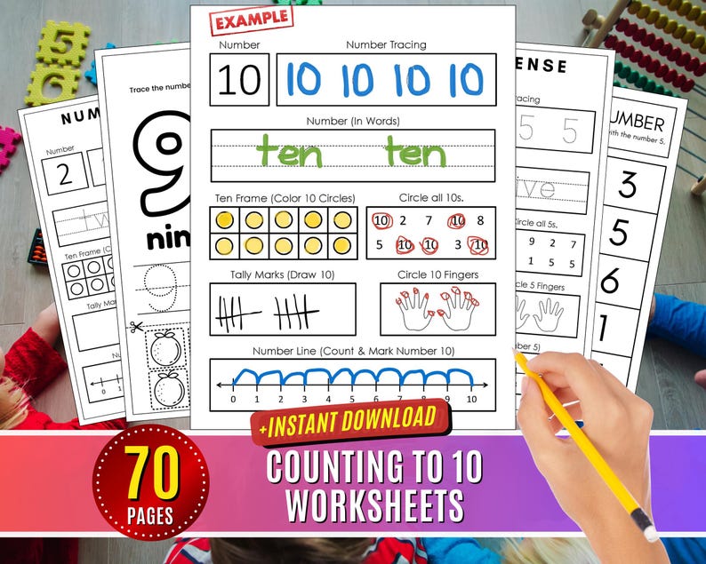 Counting to 10 Worksheet Number Sense Learn Numbers 1-10 Tally Marks ...