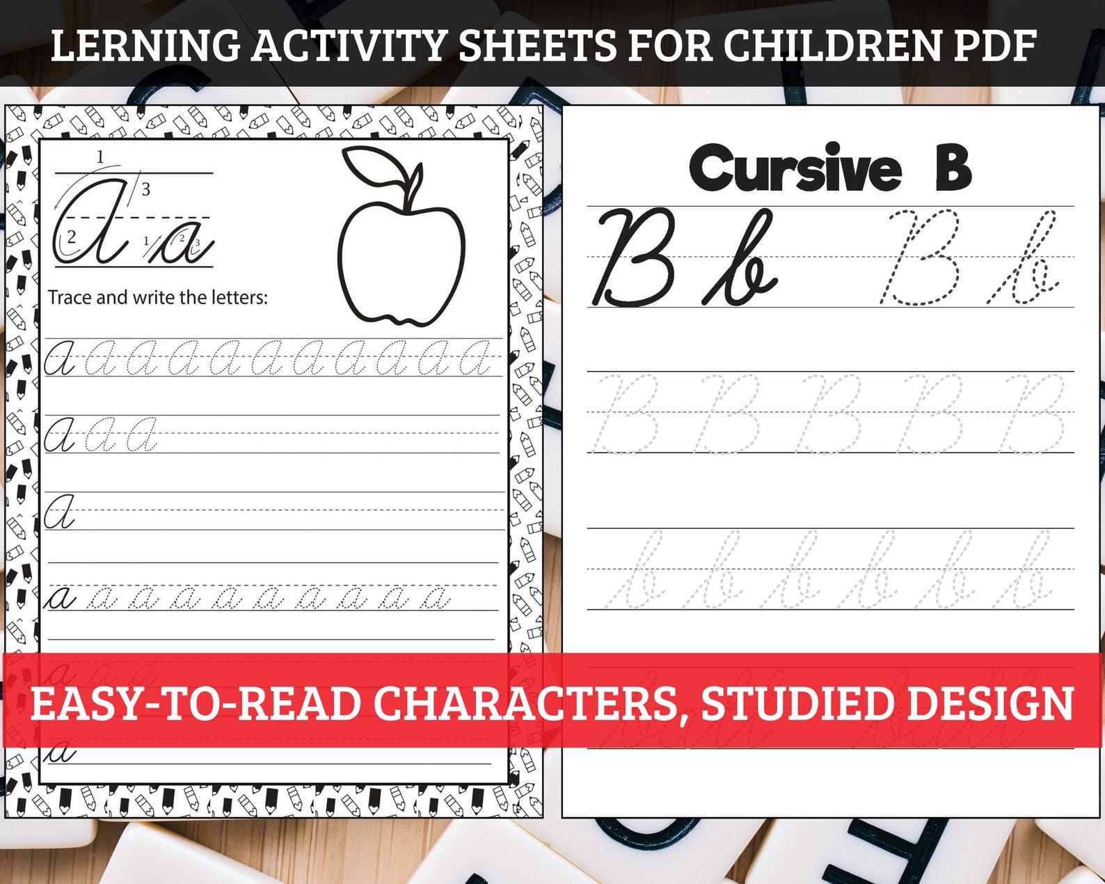 Cursive Tracing Worksheets Practice Writing Letters Alphabet Learning ...