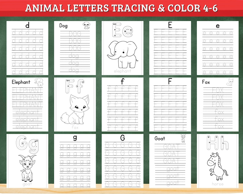 Animal Alphabet Letters Tracing Worksheet Animal Themed Words ...
