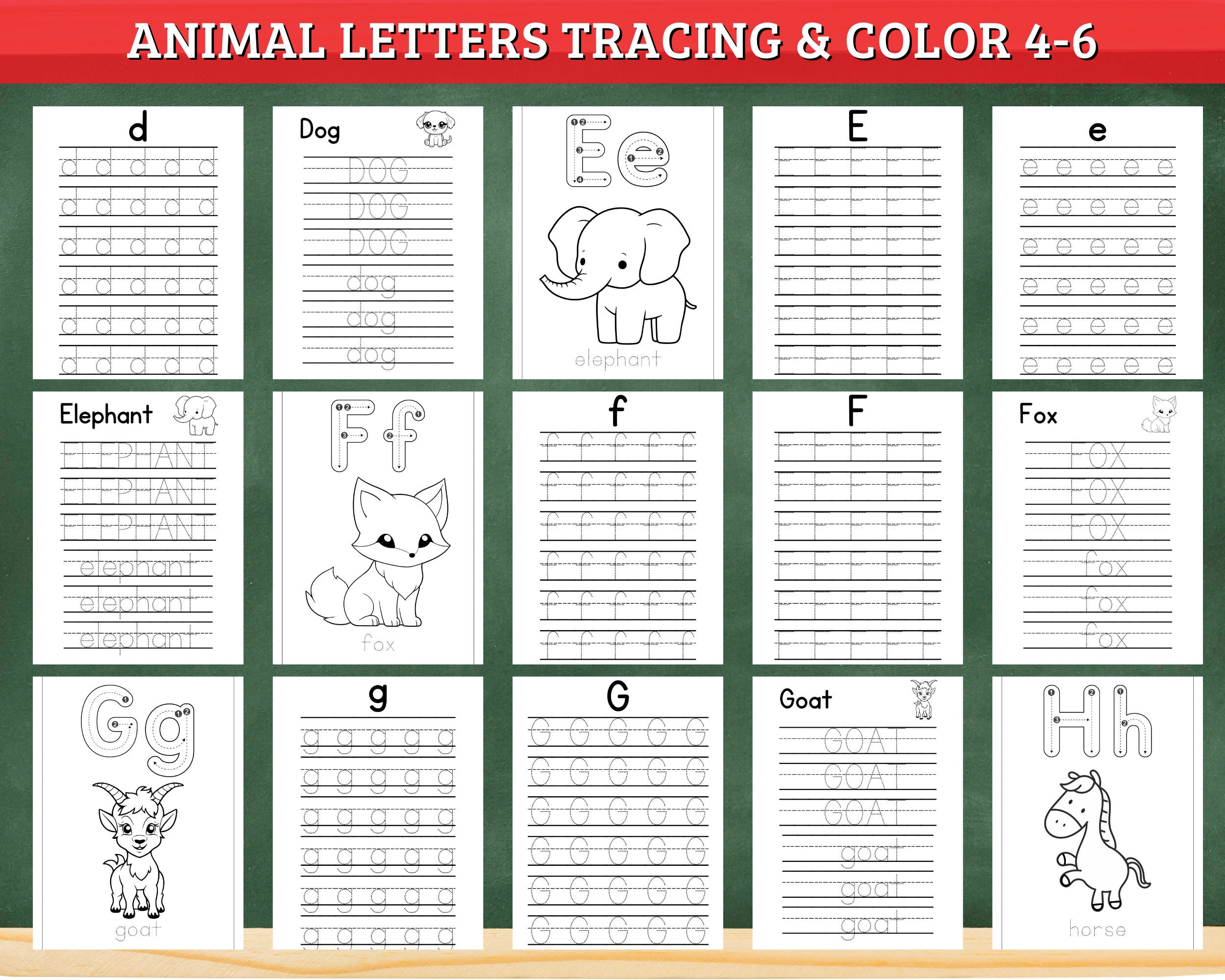 Alphabet Worksheet Animal Letters Tracing Animal Themed Words ...