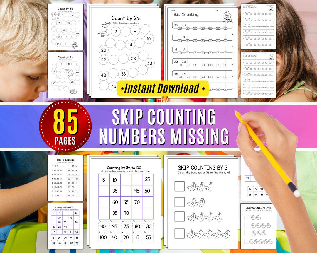Skip Counting Numbers Missing Worksheets Counting Practice Number ...