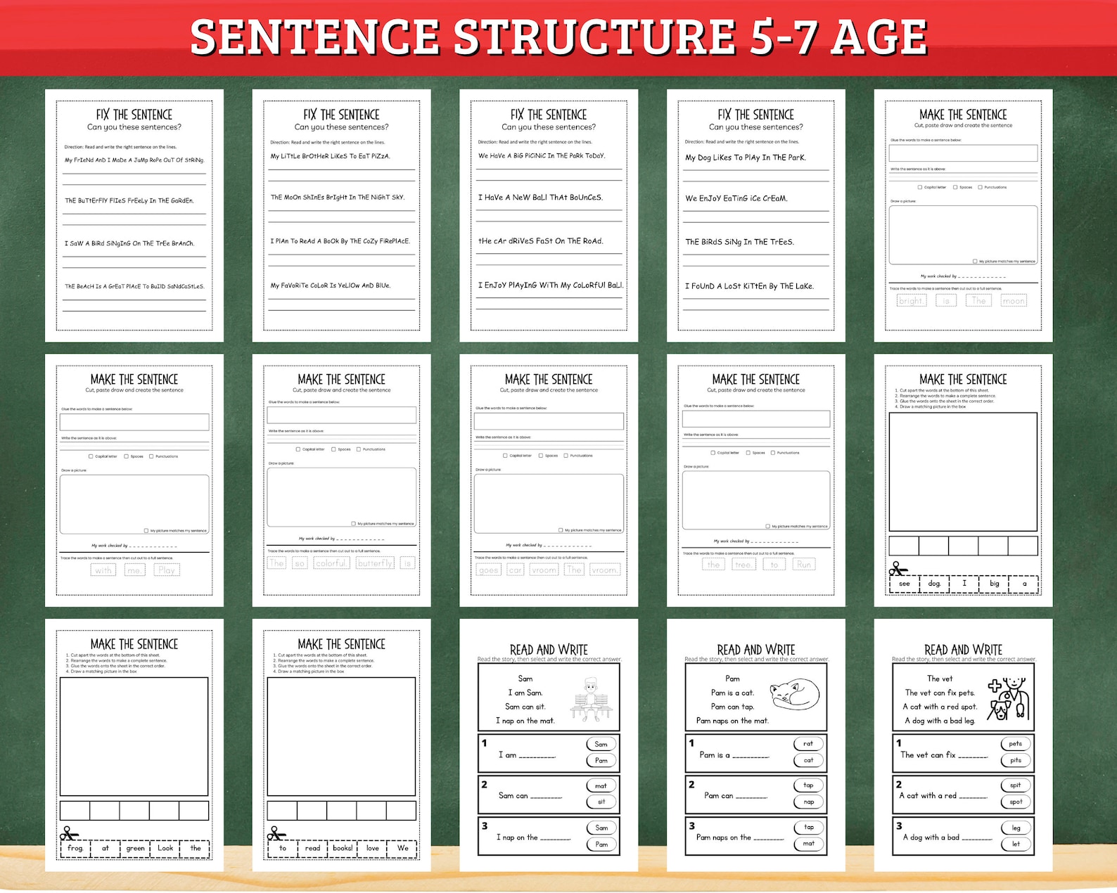 Writing Sentence Structure Building Starters Practice for Kid ...