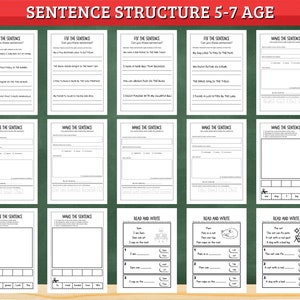 Writing Sentence Structure Building Starters Practice for Kid ...