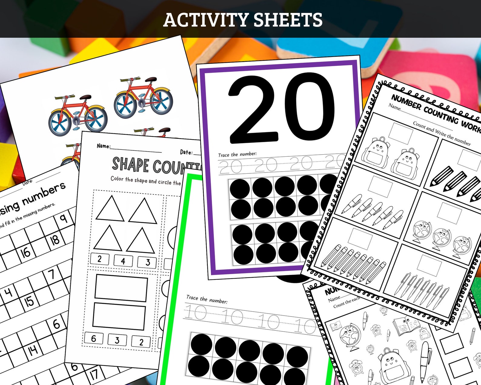 Math Worksheets Kindergarten Counting to 20 Learning Count 1-20 Math ...