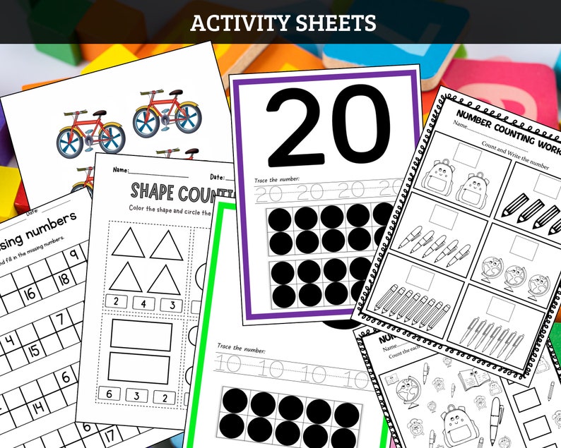Math Worksheets Kindergarten Counting to 20 Learning Count 1-20 Math ...