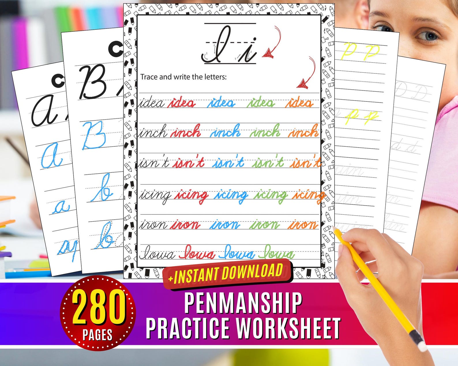 Penmanship Worksheets Practice Cursive Handwriting Improve Alphabet ...
