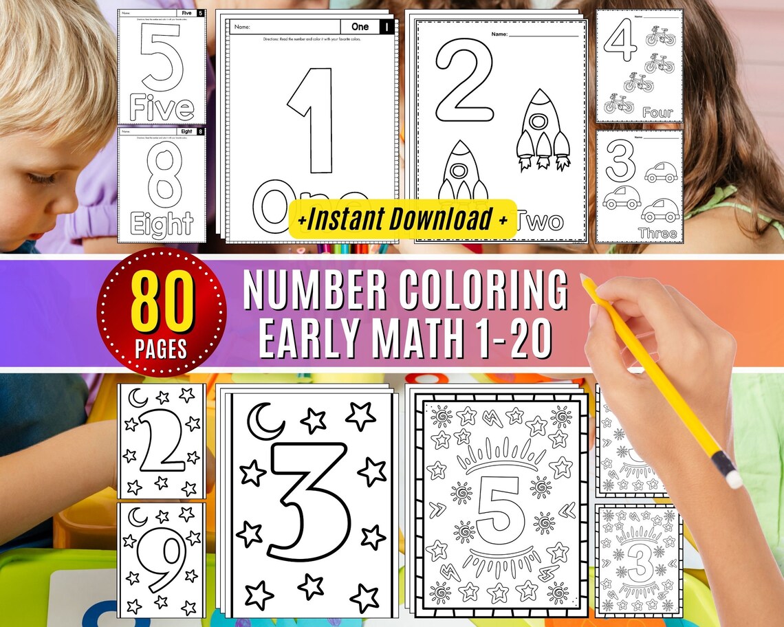 Number Coloring Workbook: Early Math, Counting to 20 Worksheet ...