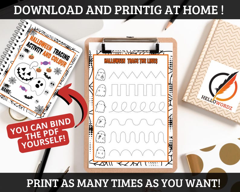 Halloween Tracing Worksheets for Kids, Letter Tracing Abc, Printable ...