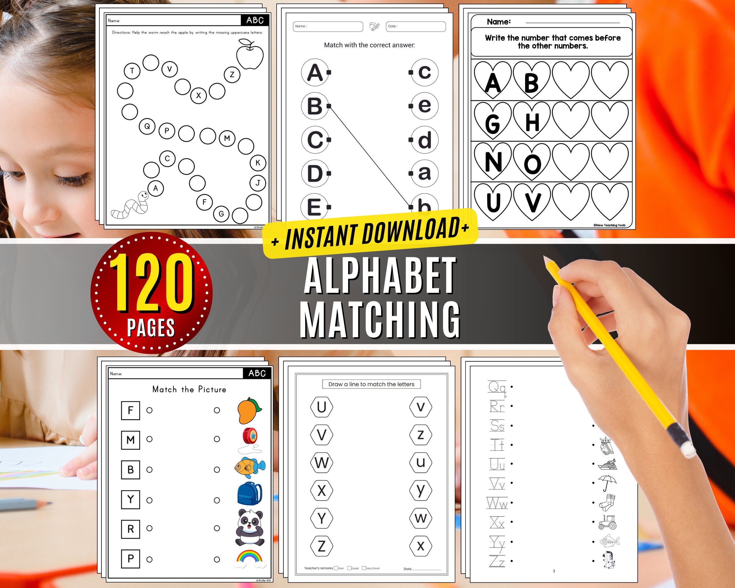 Alphabet Matching Worksheets Letter Matching Activity A-z Phonics ...